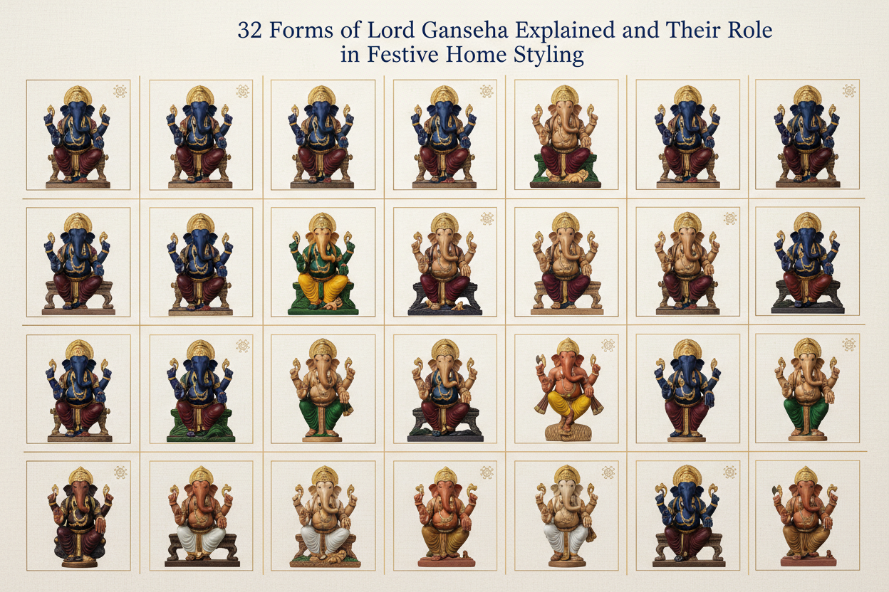 32 Forms of Lord Ganesha Explained and Role in Festive Home Styling ...